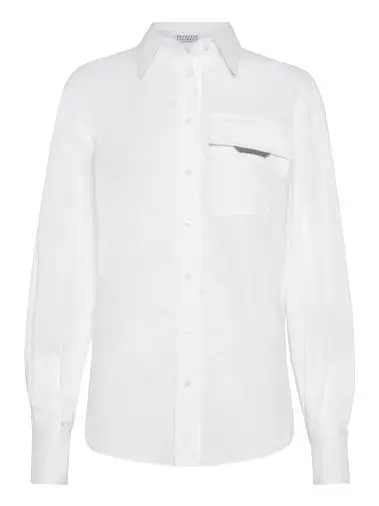 Brunello Cucinelli Stretch Poplin Shirt - White