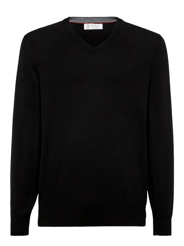 Brunello Cucinelli Cashmere V-neck Sweater - Black