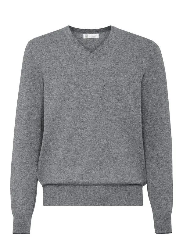 Brunello Cucinelli Cashmere V-neck Sweater - Grey