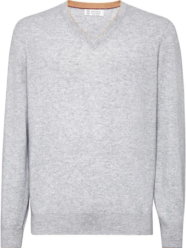 Brunello Cucinelli Cashmere V-neck Sweater - Light Grey