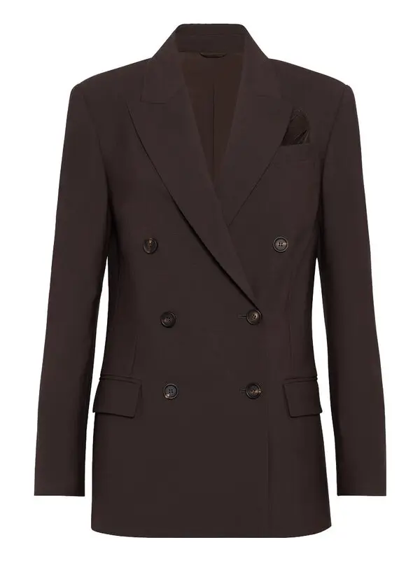 Brunello Cucinelli Blazer With Monili - Cocoa