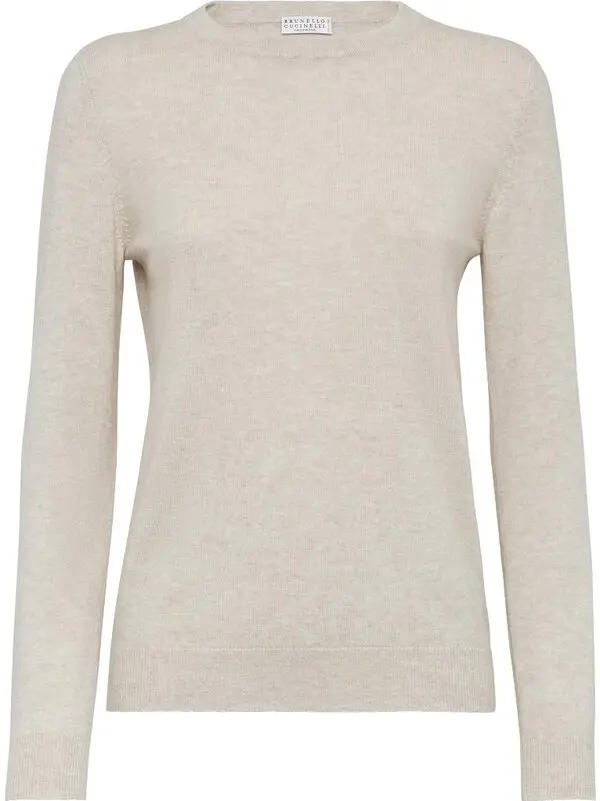 Brunello Cucinelli Cashmere Crew-neck Sweater - Oyster