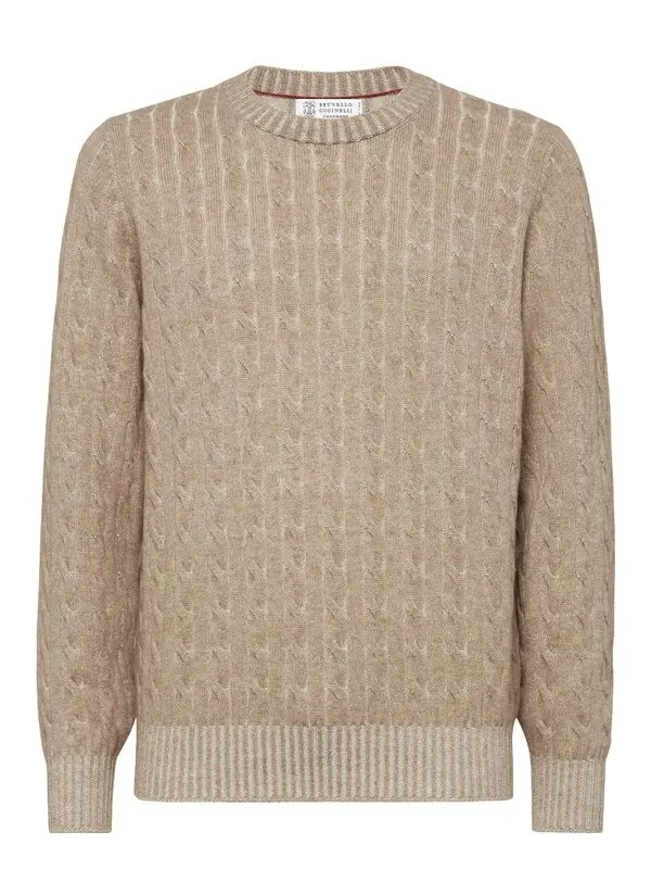 Brunello Cucinelli Cable Knit Cashmere Sweater - Brown