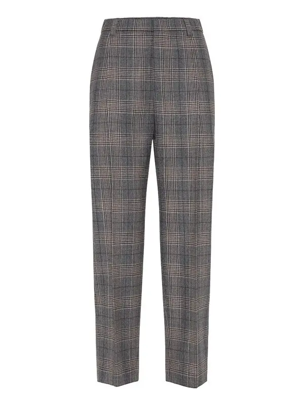 Brunello Cucinelli Prince Of Wales Baggy Trousers - Anthracite