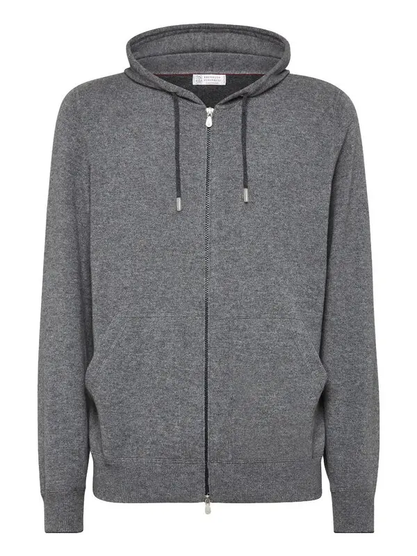 Brunello Cucinelli Cashmere Zip-up Cardigan - Dark Grey