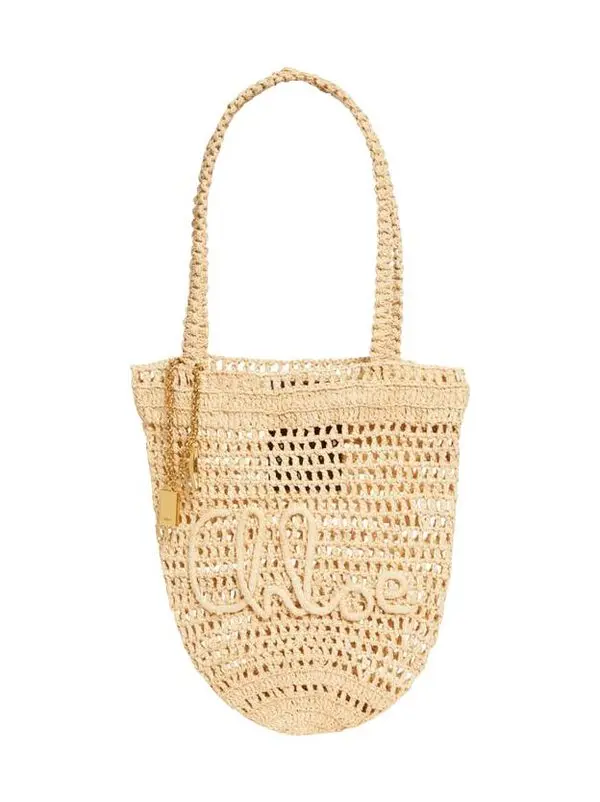 Chloé Small Crocheted Raffia Tote - Hot Sand