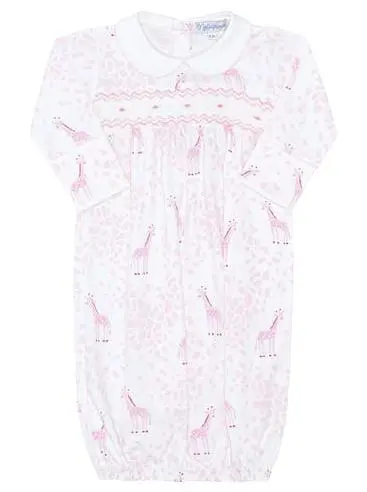 NELLAPIMA Giraffe Print Smocked Gown - Pink