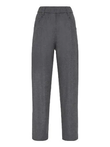 Brunello Cucinelli Flannel Twill Baggy Trousers - Lead