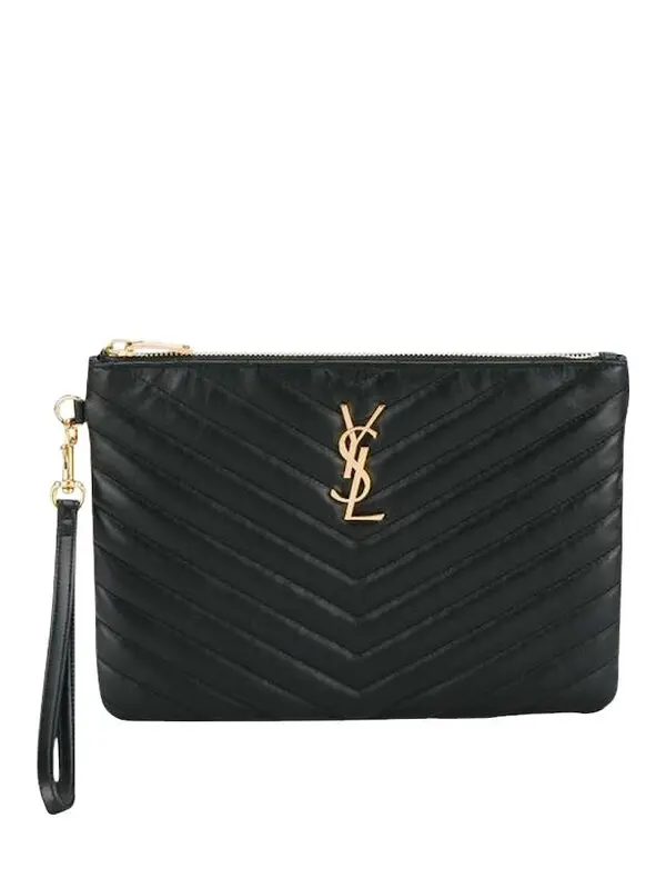 Saint Laurent Monogram Matelasse Pouch - Black