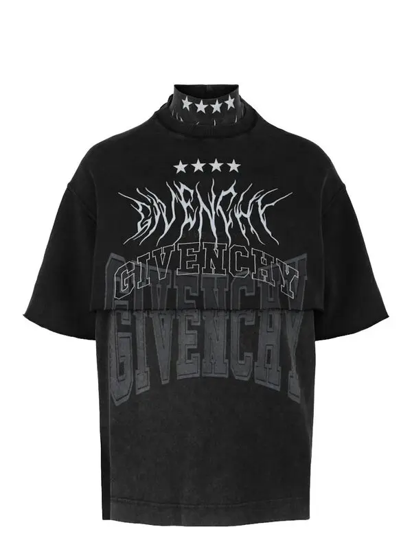 Givenchy Layered Graphic T-shirt With Balaclava - Grey