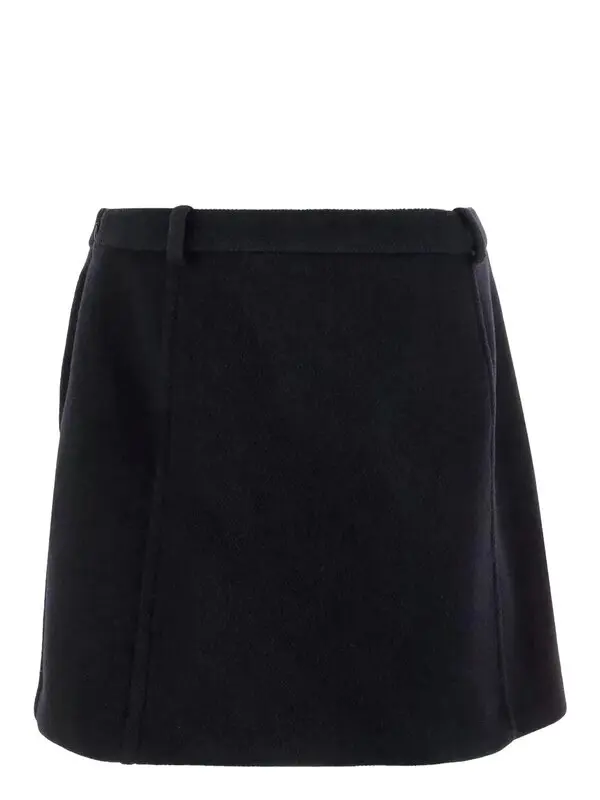 JIL SANDER Herringbone Wool Mini Skirt - Blue