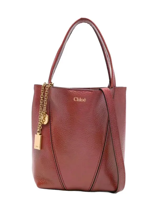 Chloé Leather-trimmed Tote Bag With Chain Detail - Red