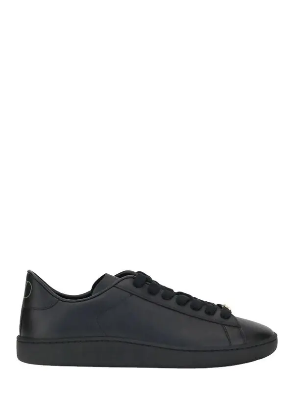 Valentino Garavani Low-top Leather Sneakers - Black+green Briar