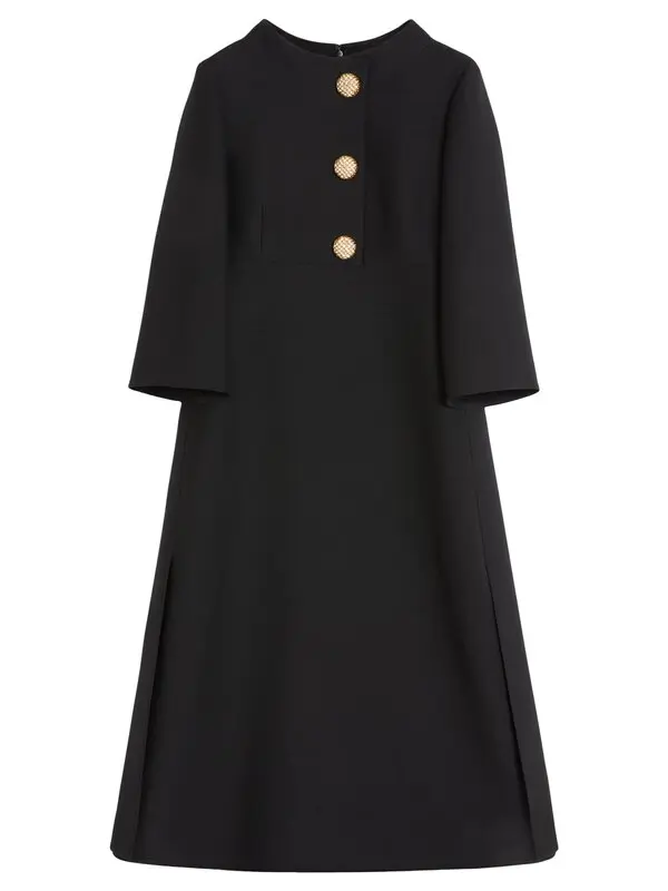 Valentino Garavani Wool-silk A-line Midi Dress - Black
