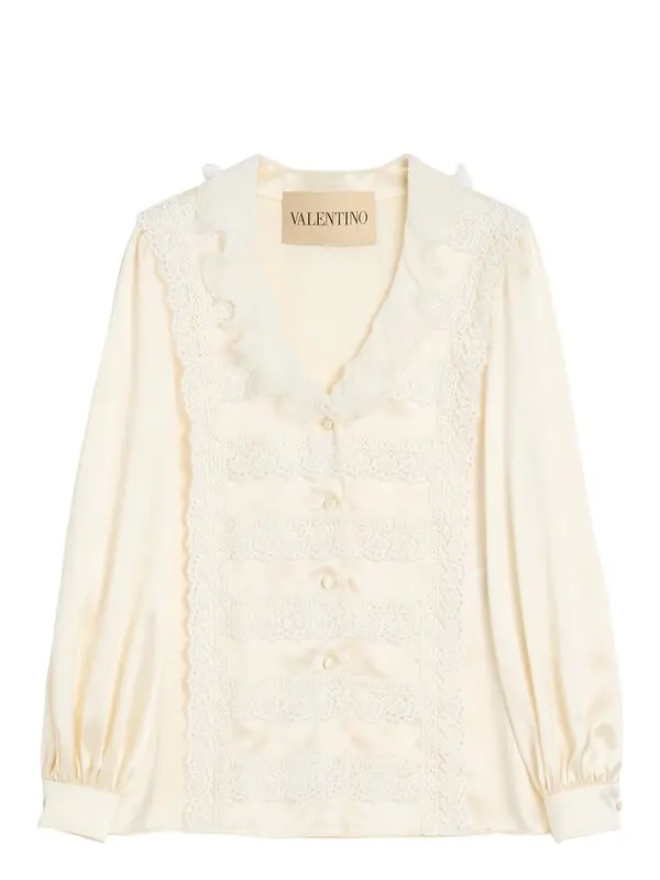 Valentino Garavani Silk Lace-trimmed Blouse - White