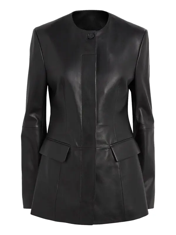 TOTÊME Collarless Leather Jacket - Black