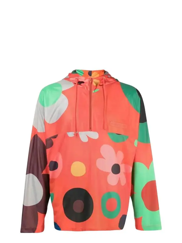 ERL Floral-print Half-zip Jacket - Orange