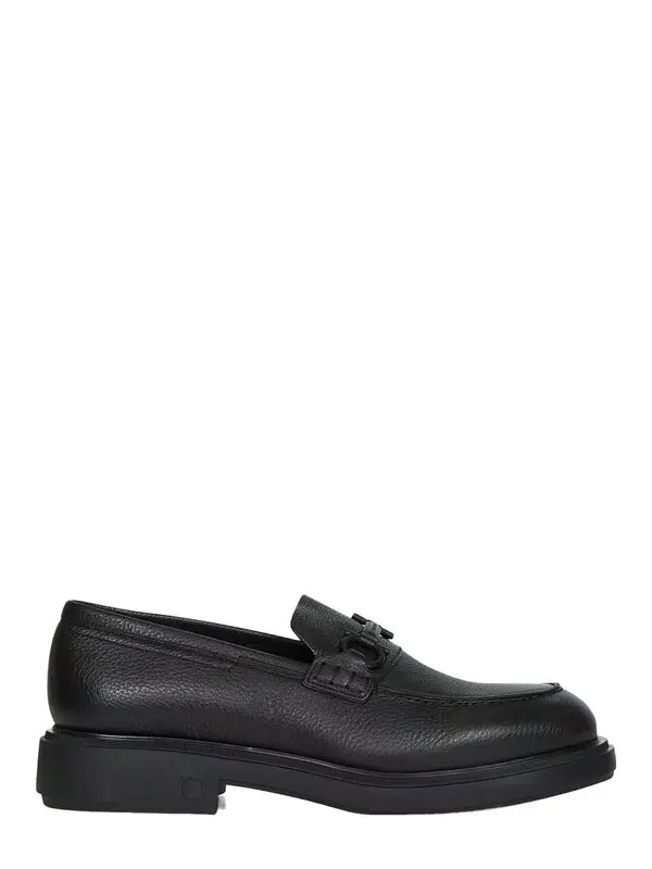 FERRAGAMO Gancini-detail Loafers - Black