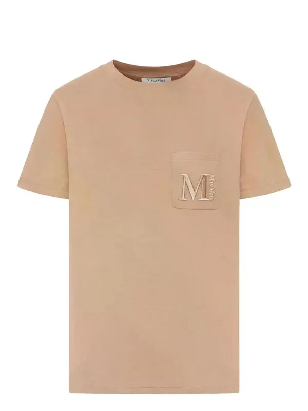 Max Mara Logo-embroidered Cotton T-shirt - Neutrals