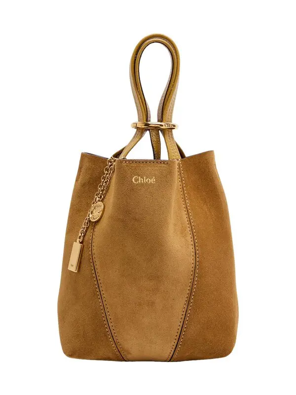 Chloé Spin Mini Suede Tote - Khaki