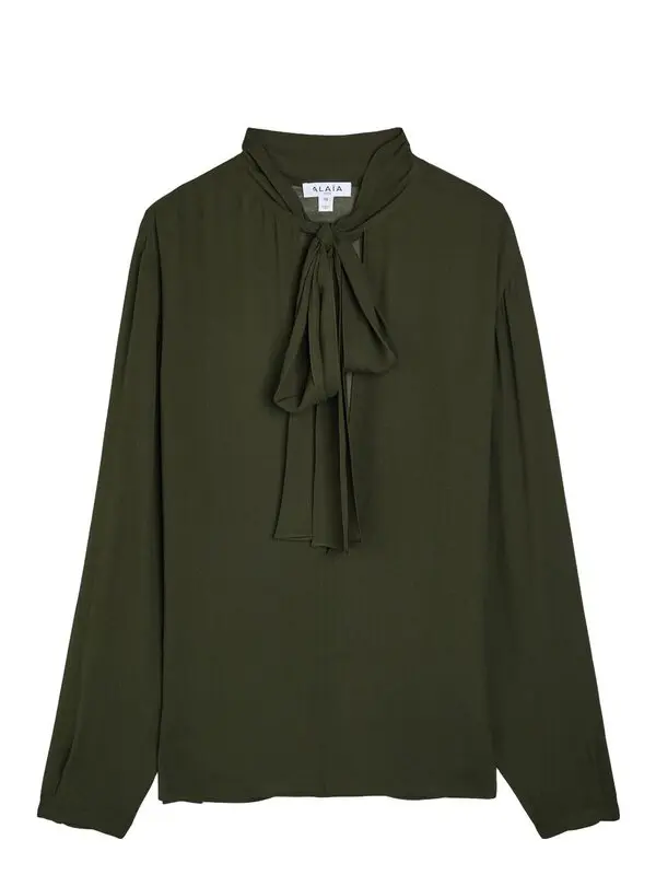 Alaïa Semi-sheer Chiffon Blouse - Olive