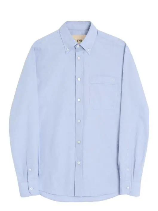 Valentino Garavani Cotton Oxford Shirt With Vlogo Embroidery - Azure