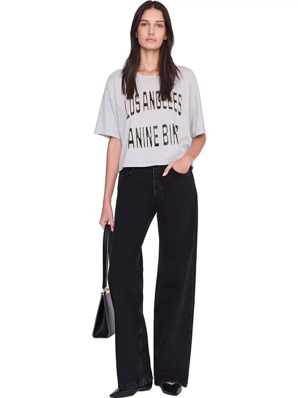 ANINE BING Johnny Cropped Tee - Grey Melange