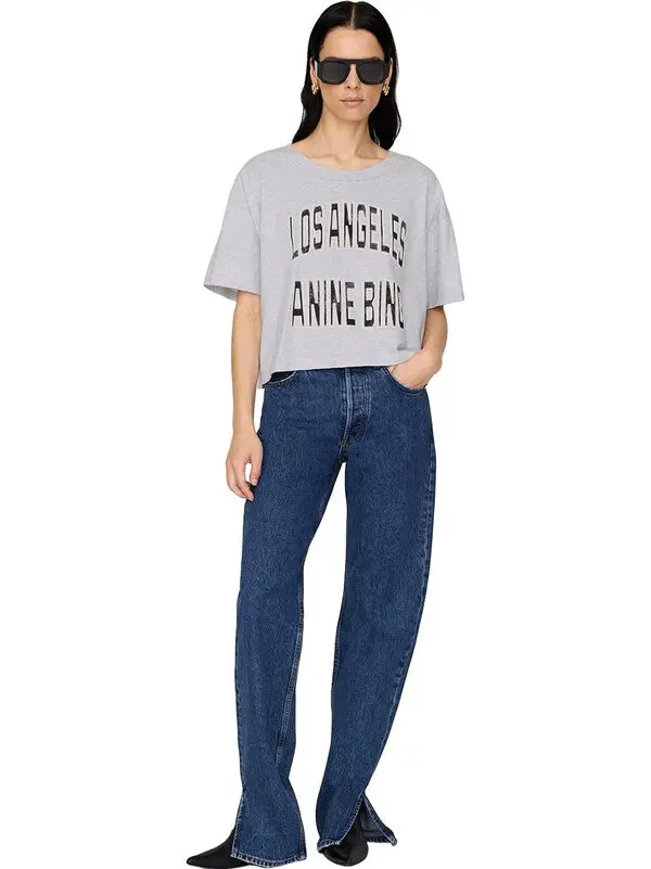 ANINE BING Johnny Cropped Tee - Grey
