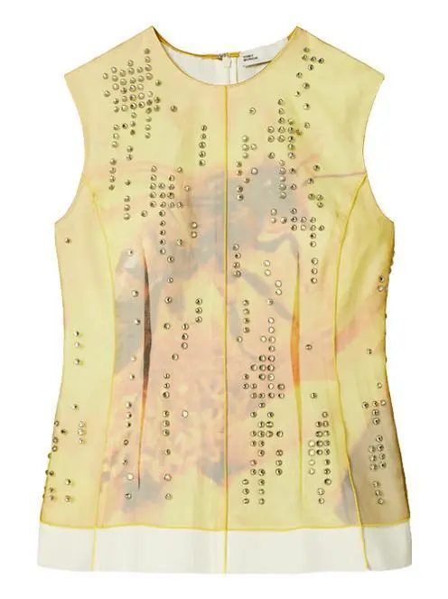Tory Burch Printed Organza Shell Top - Yellow Bee