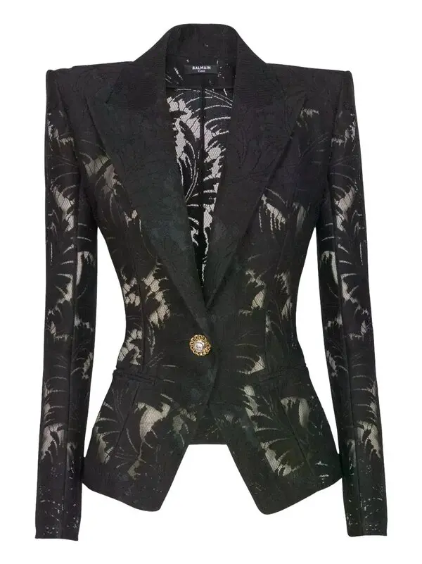 Balmain Fitted Lace Jacket - Black