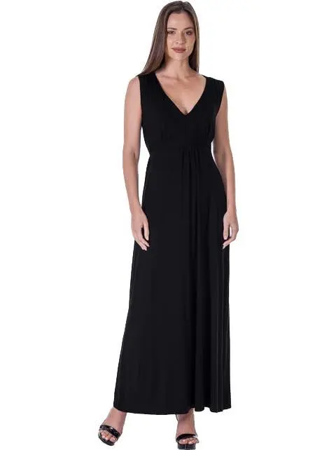 24SEVEN COMFORT APPAREL Sleeveless Maxi Dress With Belt - Black