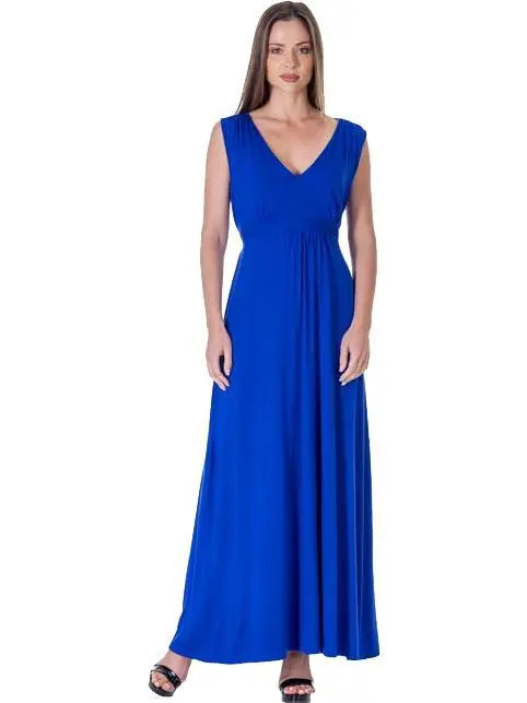 24SEVEN COMFORT APPAREL Sleeveless Maxi Dress With Belt - Royal