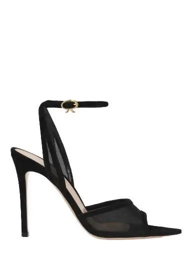 GIANVITO ROSSI Dorotea Suede And Organza Silk Sandals - Black Fabric