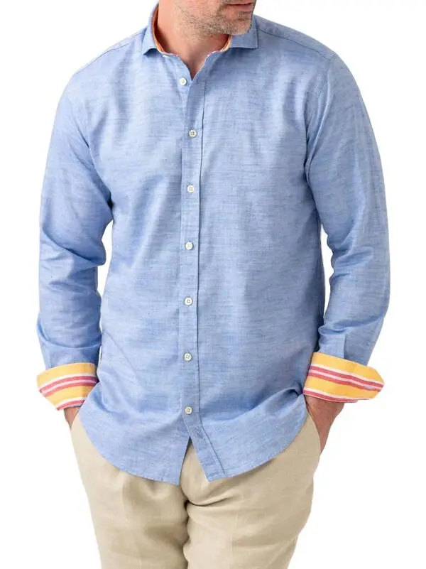 KOY CLOTHING Cotton Linen Long Sleeve Shirt - Deep Blue