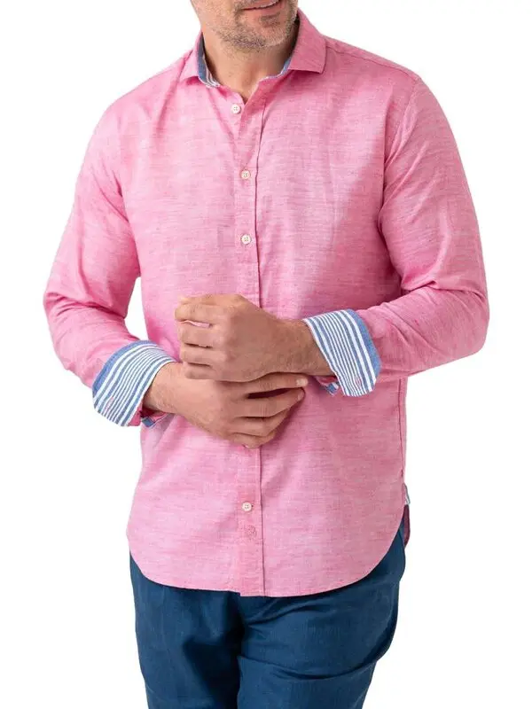 KOY CLOTHING Cotton Linen Long Sleeve Shirt - Rich Pink