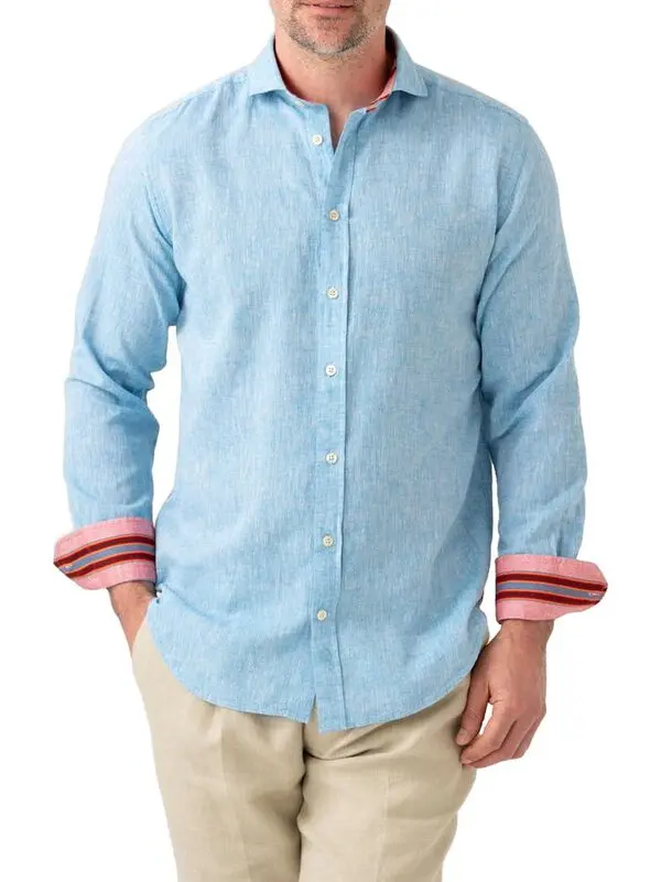 KOY CLOTHING Cotton Linen Long Sleeve Shirt - Sky Blue