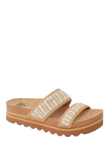 Reef Cushion Vista Hi Platform Slide Sandal - Tan/ Vintage Woven