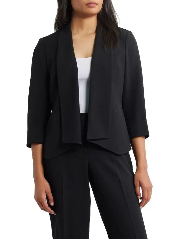 KASPER Shawl Collar Open Front Jacket - Black