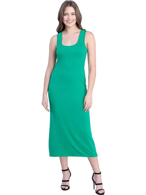 24SEVEN COMFORT APPAREL Scoop Neck Racerback Maxi Dress - Green