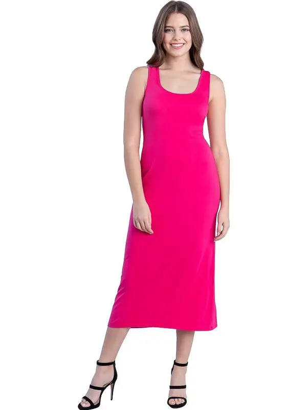 24SEVEN COMFORT APPAREL Scoop Neck Racerback Maxi Dress - Pink