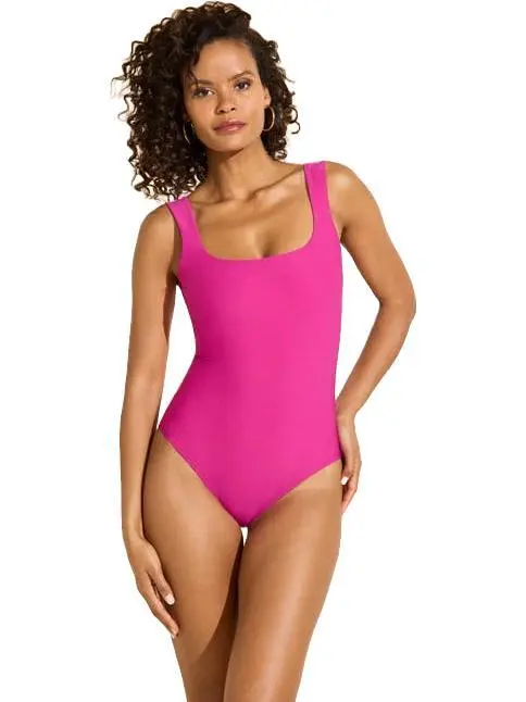 STYLEST Dreamsculpt Square Neck One-piece Swimsuit - Berry