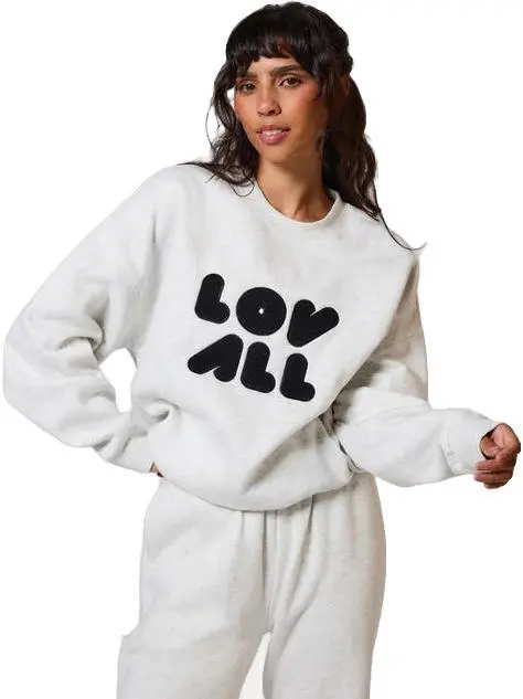 LOVALL Oversized Long Sleeve Sweatshirt - Light Grey Marl