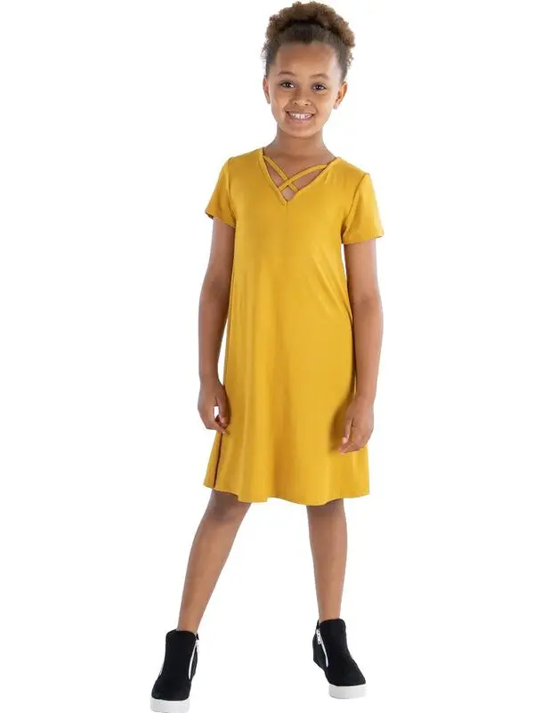 24SEVENKID Short Sleeve T-shirt Dress - Yellow