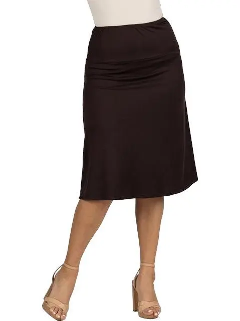 24SEVEN COMFORT APPAREL A-line Knee Length Skirt - Brown