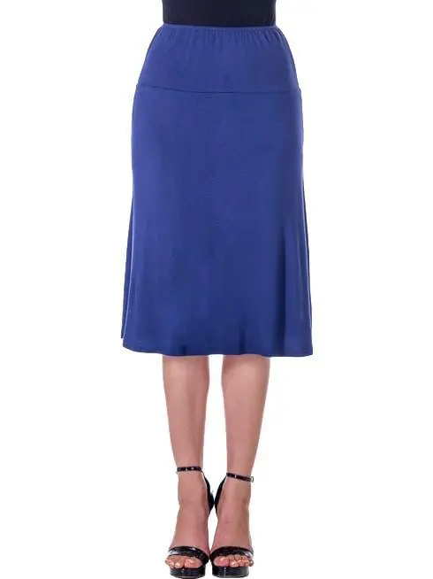 24SEVEN COMFORT APPAREL A-line Knee Length Skirt - Navy