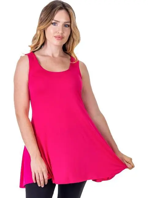 24SEVEN COMFORT APPAREL Scoop Neck Sleeveless Tunic Top - Pink