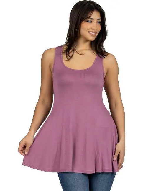24SEVEN COMFORT APPAREL Scoop Neck Sleeveless Tunic Top - Rose