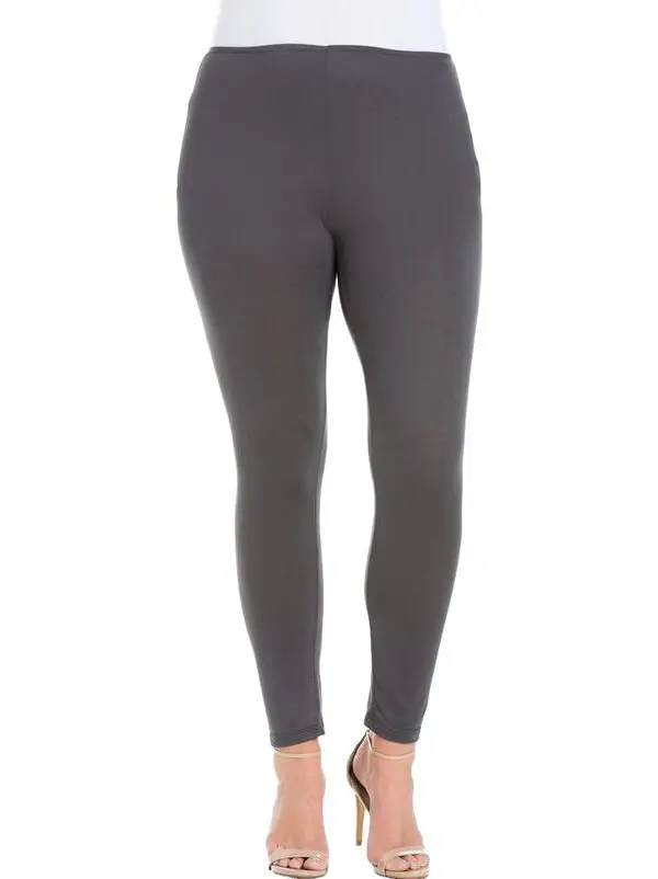 24SEVEN COMFORT APPAREL Stretch Ankle Length Leggings - Charcoal