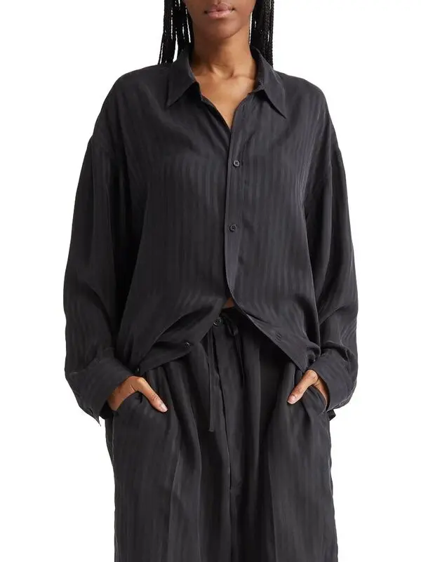 Balenciaga Fluid Stripe Button-up Shirt - Black
