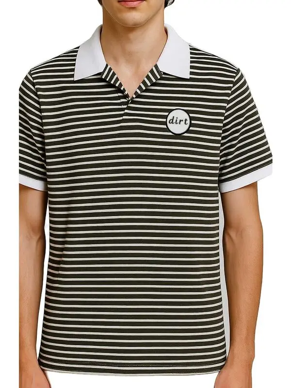 D.RT Stripe Polo - Off White/ Green